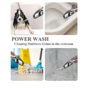 BOWGER Shower Head with Handheld High Pressure Multi-Function 7 modes, Built-in Power Wash to Clear Tub, Tile & Pets, 5” High Flow Hand Held Rain Showerhead with Extra Long Hose and Adjustable Bracket