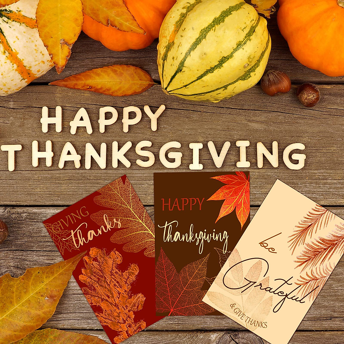 36 Pcs Thanksgiving Greeting Cards Assorted Style Fall Thank You Cards Holiday Maple Leaves Thank You Notes with 36 Envelopes for Business Personal Thanksgiving Christmas Gift (3.1 x 4.7 Inch Folded)