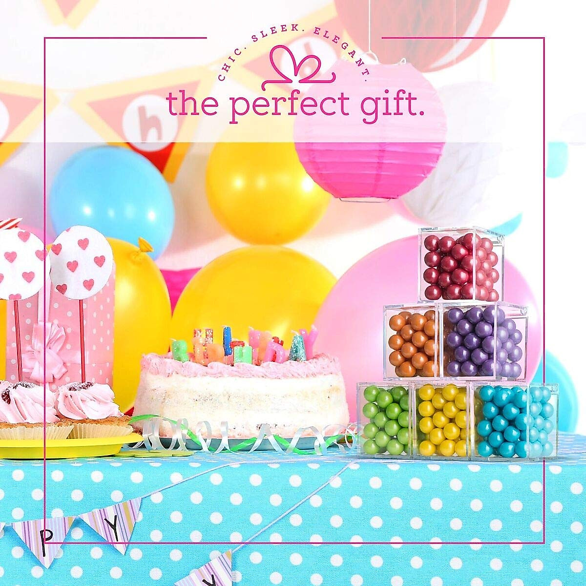 Hammont Clear Acrylic Boxes - 6 Pack - 2.36''x2.36''x2.76'' - Small Lucite Boxes for Gifts, Weddings, Party Favors, Treats, Candies & Accessories, Plastic Storage Boxes