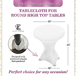 White Spandex Cocktail Table Cover - Fitted High Top Round Table Cloth - Round Tablecloth Covers for Bar Table Pub Table Round Kitchen Table High Top Table Bistro Table - Tables and Cocktails (2-Pack)