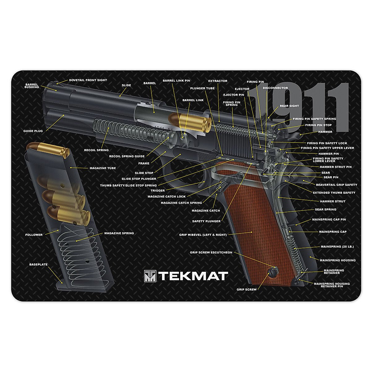 TekMat Cutaway Gun Cleaning Mat for use with 1911, Black, 17 x 11
