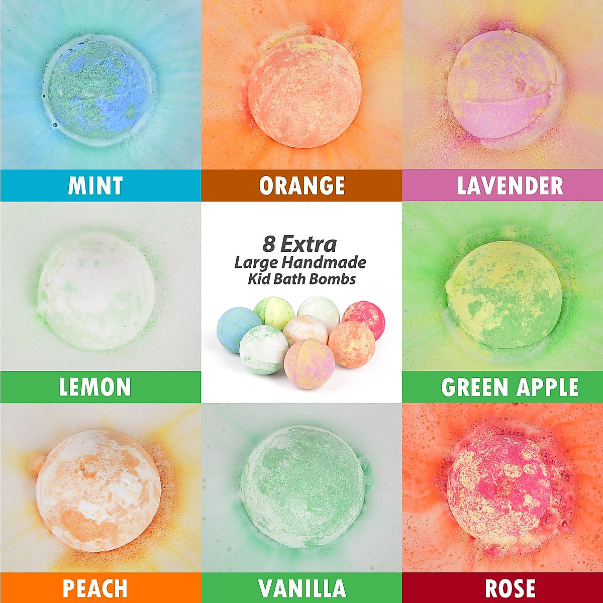 Fun Little Toys Bath Bombs for Kids with Toys Inside - Set of 8 Organic Bubble Bath Fizzies with Animal Toys. Bubble Bath Fizzies Toys for Kids. Birthday, Easter Basket, Gifts for Kids