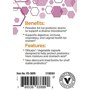 Probiotic for Women - 50 Billion CFUs - Supports Digestive & Vaginal Health (30 Vegetable Capsules)