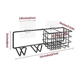 Hair Blow Dryer Holder Wall Mount, Bathroom Storage Hair Styling Tool, Organizer Basket fits Hair Dryer, Flat Iron, Curling Wand, Hair Straightener, Black