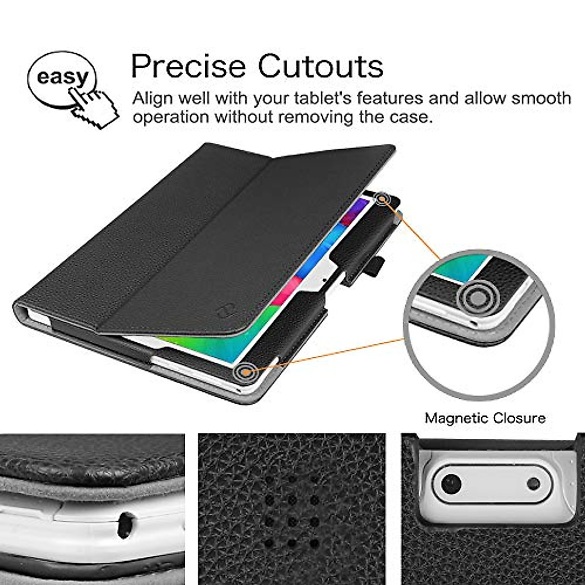 Fintie Case for ZONKO K105 10.1, MEIZE 10, Dragon Touch Notepad K10 / Max10 10.1 Tablet, Premium PU Leather Stand Cover for Lectrus, Victbing, Hoozo, Winsing 10 Android Tablet, Black