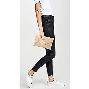 Dexmay Women Envelope Clutch Handbag Patent Leather Pouch Foldover Dress Purse Nude