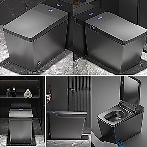 Premium Square Smart Toilet - Auto Open/Close Lid, Heated Bidet Seat, Modern Toilet Bidet Combo with Auto Flush, Warm Water, Dryer, One-Piece Tankless Toilet with Remote control