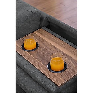 Devion Furniture Polyester Fabric Sectional Sofa with Lift-top Storage Ottoman, Tufted Design, in Gray Finish