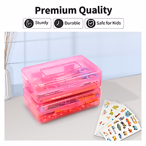 Sooez 3 Pack Pencil Case, Large Pencil Box Case, Clear Crayon Marker Box Bulk, Hard Plastic School Supplies with Snap-tight Lid, Stackable Storage Container Art Craft Organizer for Bead Pens