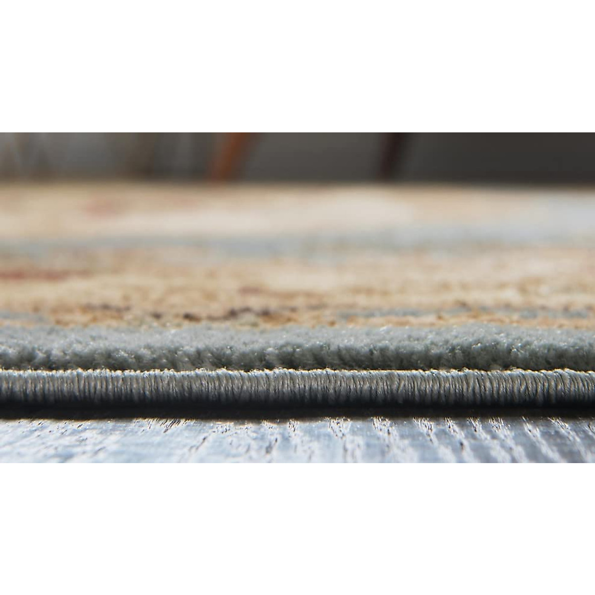 Unique Loom Versailles Collection Traditional Classic Floral Motif Area Rug (8' 0 x 10' 0 Rectangular, Slate Blue/ Ivory)