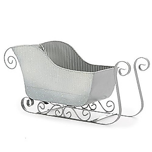 The Lucky Clover Trading Glitter Sleigh Basket - Large 10in Container, Silver