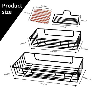 Htworg CR Shower Caddy Basket Shelf, 3-Pack No Drilling Adhesive Shower Organizer and Soap Holder for Inside Bathroom & Kitchen Storage, Black Rustproof Shower Shelves with Removable Hooks