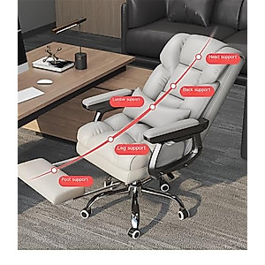 Home Office Desk Chairs, Swivel Chair Leather Comfortable Latex Cushion Ergonomic Business Computer Office Gaming Lift Swivel Chair (Color : White)