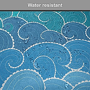 Lunarable Nautical Chair Seating Cushion Set of 4, Doodle Style Waves with Curvy Lines Ocean Storm Abstract Seascape, Seat Pads for Office with Anti-Slip Backing, 16"x16", Blue Teal and Turquoise