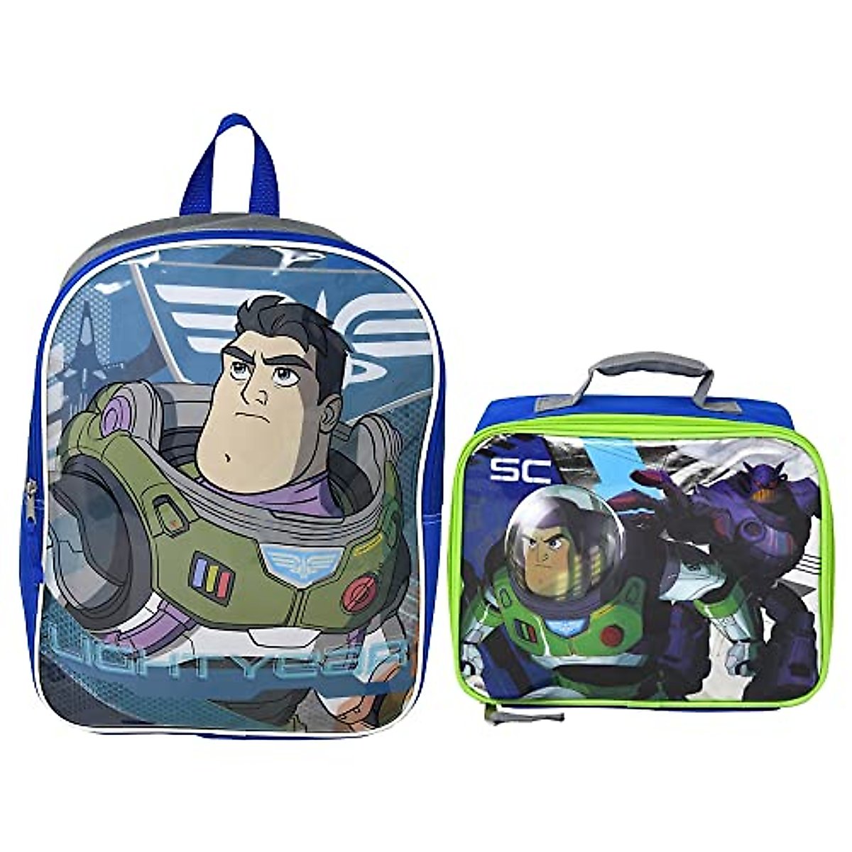 BUDDY N BUDDIES Lightyear Rectangle Lunch Bag, and Buzz Lightyear 15 Backpack with Plain Front