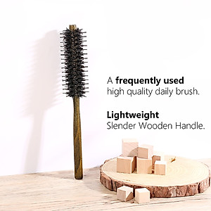 PERFEHAIR Small Round Hair Brush with Boar & Nylon Bristle, 1.4 Inch, Mini Rolling Circular Hairbrush for Blow Drying, Curling, Styling Fine, Thin, Short Hair, Bangs, Beard