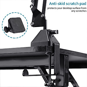 novonest Heavy-duty Metal Table Mounting Clamp,Black Large-area Contact Base for Microphone Suspension Boom Scissor Arm Stand Holder,Max Clamping Thickness 2.75"/70mm,with Headset Hook Hanger,NB35-B