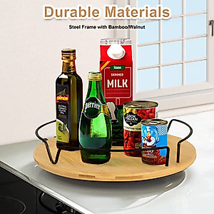 simesove Lazy Susan Turntable 10inch Bamboo Spinning Spice Rack Holder Kitchen Cabinet Counter Top Organizer 360 Degree Turntable Turning Table (Bamboo, 10" (1 Tier))
