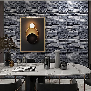 MS magic 17.7"×236" Vintage Gray Brick Wallpaper Self Adhesive Film Brick Peel and Stick Wallpaper Brick Faux Textured Wallpaper Stone Look Wallpaper