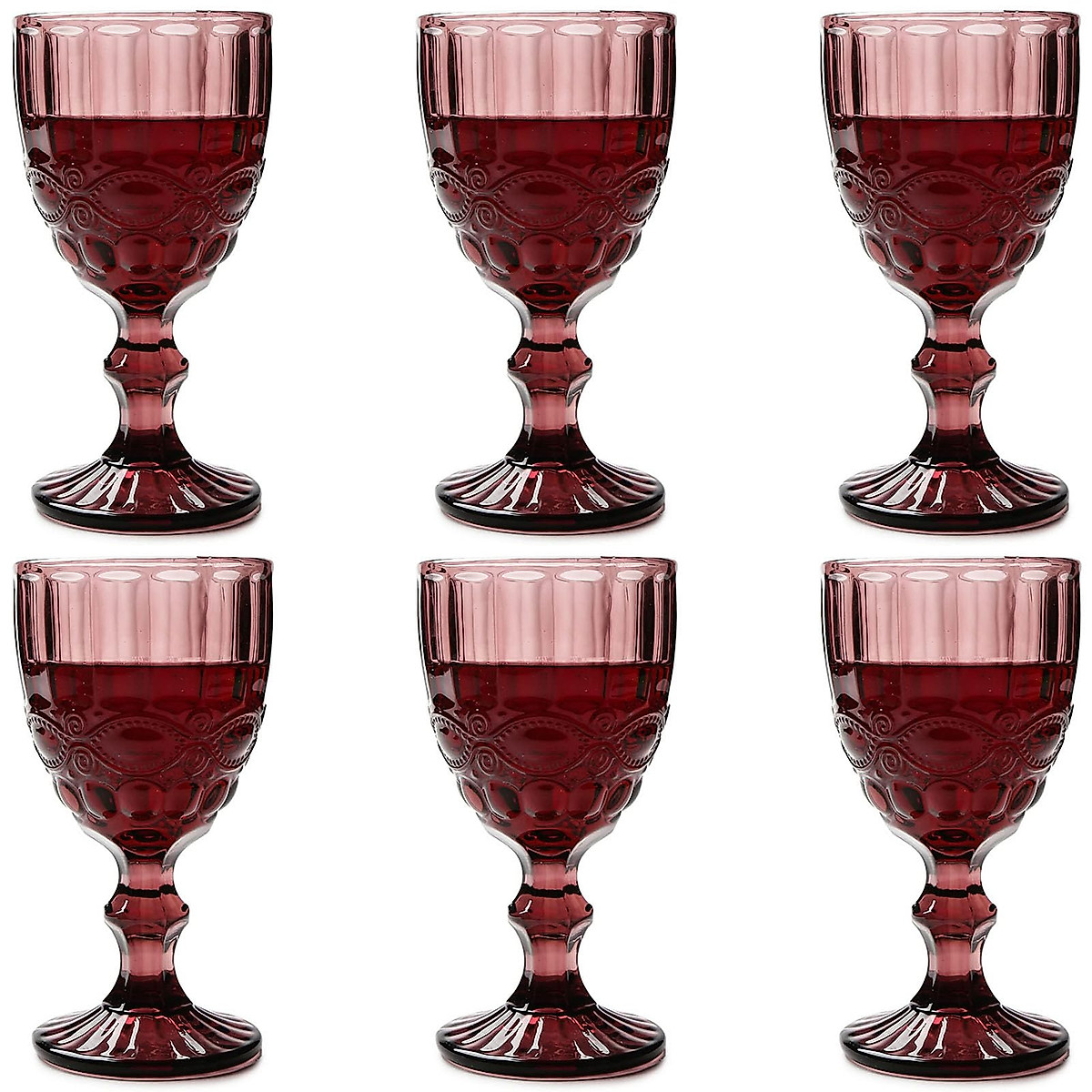 Taganov Set of 3 Colored Water Goblets - Elegant Red Wine Glasses