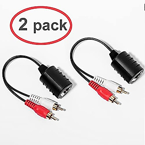 Relper-Lineso 2 Pack Gold Plated Stereo RCA to Stereo RCA Audio Signal Over Cat5/6 Cable (2 RCA Gold Plated)