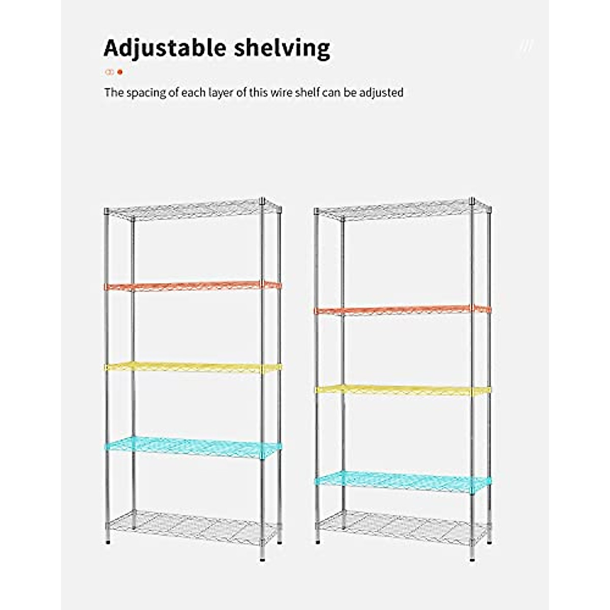 FDW 14''Dx36''Wx72''H 5-Shelf Wire Shelving Large Storage Shelves Adjustable Metal Shelves Heavy Duty Height Commercial Grade Steel Layer Shelves 1250 LBS Capacity,Chrome
