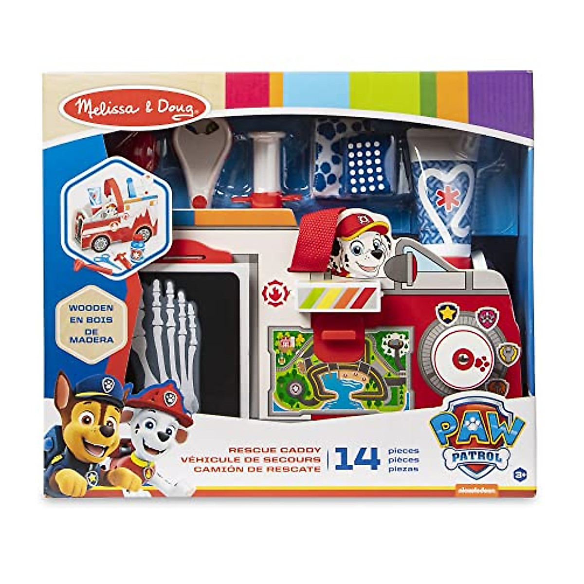 Melissa & Doug PAW Patrol Marshall's Wooden Rescue EMT Caddy (14 Pieces) - PAW Patrol Take-Along Pretend Play First Responder Rescue Kit, PAW Patrol Toddler Toy For Girls And Boys Ages 3+