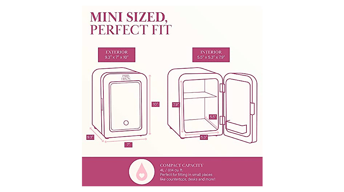 Paris Hilton Mini Refrigerator - Stylish Beauty & Snack Cooler