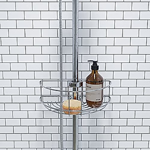 Croydex Chrome Easy to Fit Riser Rail Basket Shower Storage, 5 Year Rust Free Guarantee