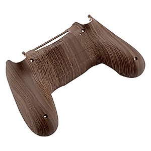 eXtremeRate Wood Grain Patterned Soft Touch Game Improvement Replacement Parts Back Housing Cover, Custom Bottom Shell Compatible with ps4 Controller JDM-040, JDM-050 and JDM-055