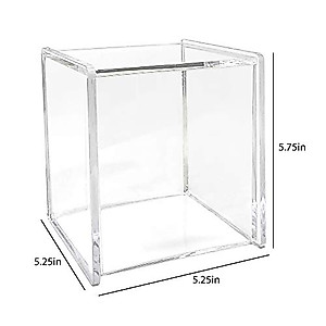 Isaac Jacobs Clear Acrylic Cube Organizer with Lid (5.25" L x 5.25" W x 5.75" H), Stackable, Storage Solution for Makeup, School & Office Supplies & More, for Bathroom, Kitchen, Office