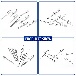 386pcs 8 Sizes Aluminum Blind Rivets, Pop Rivets Assortment Kit (1/8'' x 1/4'', 1/8'' x 5/16'', 1/8'' x 3/8'', 1/8'' x 1/2'', 3/16'' x 5/16'', 3/16'' x 3/8'', 3/16'' x 1/2'', 3/16'' x 5/8'')