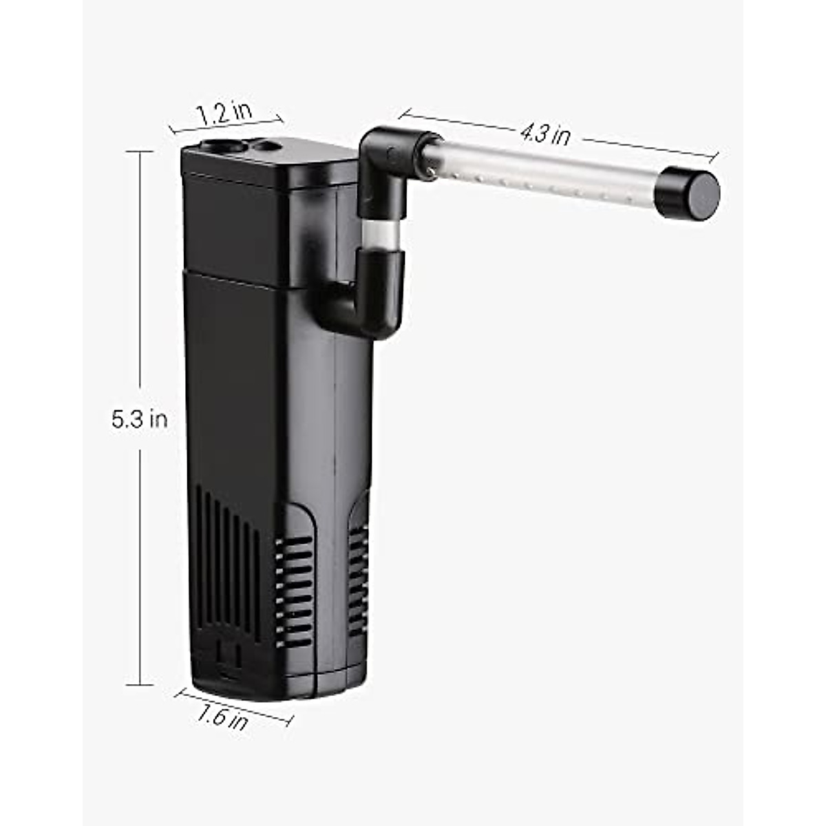 NICREW Aquarium Internal Filter, Submersible Power Filter with Multiple Function, Aeration System with Sponge Filter for Fish Tanks 5-10 Gallon, 53 GPH, 5W