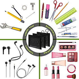 Jexine 60 Pcs Small Zipper Pouch Bulk Nylon Mini Mesh Pouches Multipurpose Coin Purse Pouch Zippered Mesh Cosmetic Bag Portable Storage Makeup Bags for Travel Supplies (Black)