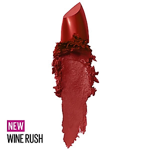 Maybelline Color Sensational Lipstick, Lip Makeup, Cream Finish, Hydrating Lipstick, Nude, Pink, Red, Plum Lip Color, Wine Rush, 0.15 oz; (Packaging May Vary)