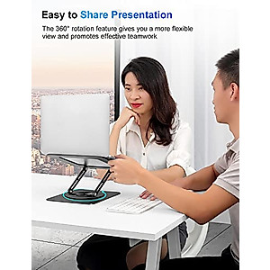 meatanty Laptop Stand, Ergonomic 360° Swivel Laptop Stand for Desk, Adjustable Metal Computer Stand, Foldable and Portable Laptop Riser Holder for MacBook, iPad Pro, 10-17" Laptops - Black