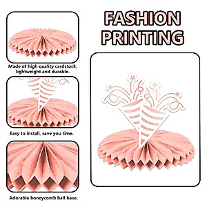 Happy 60th Birthday Rose Gold Table Honeycomb Centerpieces Balloons Theme Decor Table Decorations Table Toppers for Girls Women Sweet Princess 60 Years Old Pink Birthday Party Bday Supplies Ornament