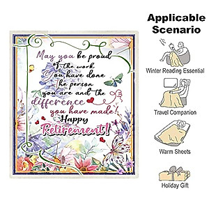 Retirement Gifts for Women 2023, Best Retirement Gifts for Mom Grandma Wife Boss, Farewell Gifts for Coworkers, Ultra-Soft Floral Happy Retirement Throw Blanket for Teachers,Nurses, 60"x 50"