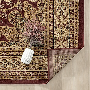 LUXE WEAVERS Oriental Floral Medallion Burgundy 5x7 Area Rug