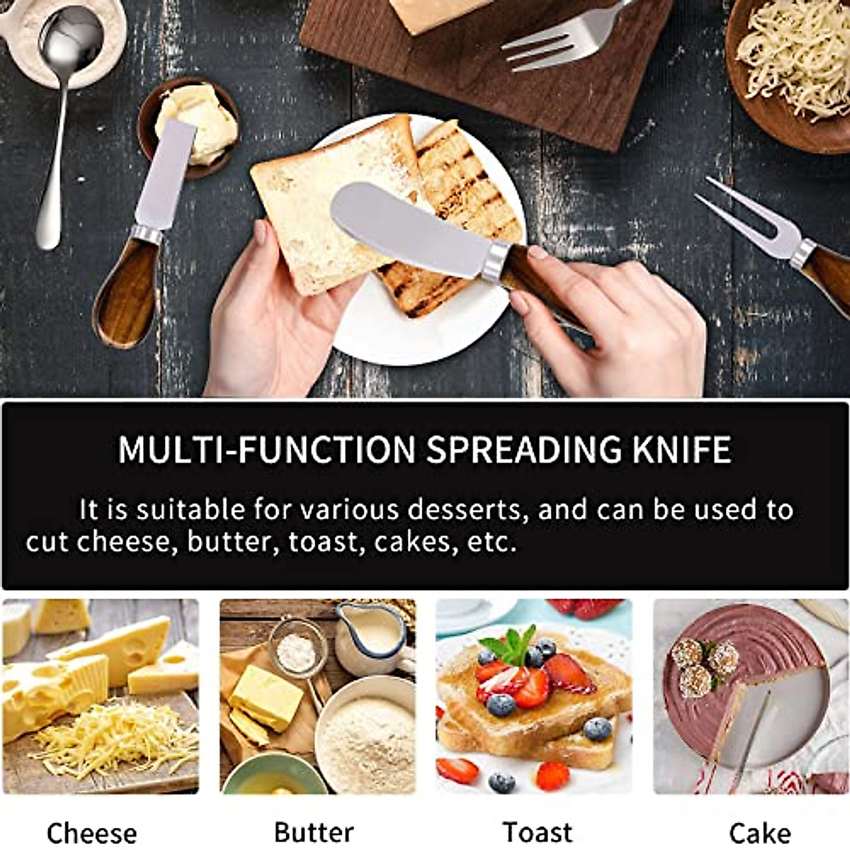 Charcuterie Accessories (14 Pcs), Cheese Spreaders for Charcuterie Board, Mini Serving Spoons, Forks and Mini Serving Tongs - Charcuterie Utensils for Butter, Cheese and Pastry Making