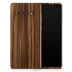 DesignSkinz Bright Ebony Woodgrain 2 Protective Vinyl Decal Wrap Skin Cover Compatible with The Samsung Galaxy S20 (Screen Trim & Back Glass Skin)
