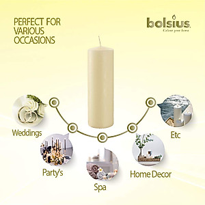 BOLSIUS Ivory Pillar Candle Large - 3 x 10 Inches - 115 Hours Burn Time - Premium European Quality - Smooth And Smokeless Flame - Relight Unscented Wedding, Dinner, Party, And Special Occasion Candle