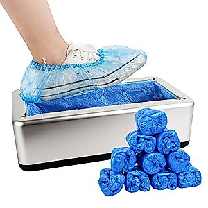Automatic Shoe Covers Dispenser with Disposable Shoe Covers for Home, Office, Supermarket, Factory, Lab (Silver)