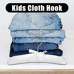Shusmda 5Pcs Luxury Satin-Padded Children's Clothes Kids' Cloth Hook Hanger Wardrobe Organiser-White