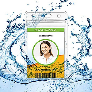 Claev Vertical ID Badge Holders (2.25x3.5 inch Standard, 100 Pack), Clear Waterproof Plastic Name Card Holders for Conferences, Conventions, Offices & Schools