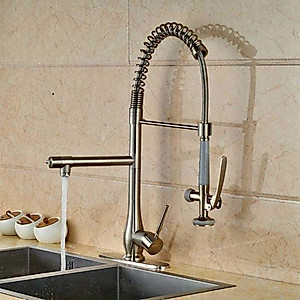 NZDY Faucet Chrome Pull Down Kitchen Faucet Hand Free Sprayer Head Bathroom Kitchen Mixer Tap with Cover Plate Spring Kitchen Sink Faucet Brushed Nickel