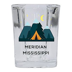 R and R Imports Meridian Mississippi 2 Ounce Square Base Liquor Shot Glass Tent Design