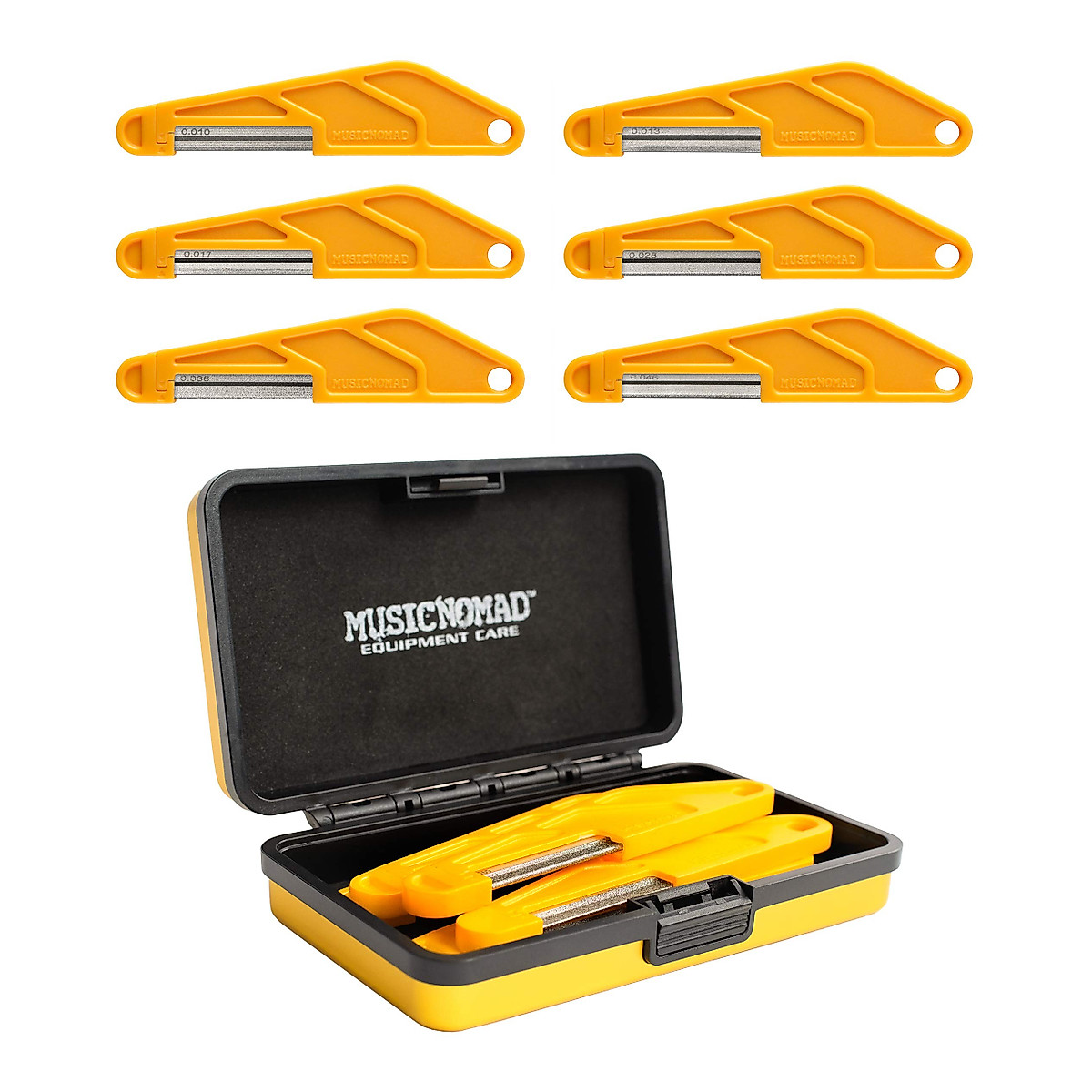 MusicNomad MN668 6 pc. Diamond Coated Electric Guitar Nut Slotting File Set - Light Strings, with Storage Case