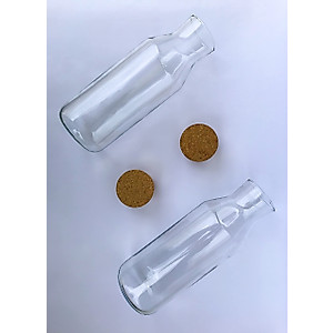 2 Clear Glass Carafe (34 Oz) With Cork Stopper - Hot and Cold Water Pitcher – Tea - Coffee Maker - Iced Tea - Wine Carafe - Juice Carafe - Glass Food Carafe - Cereal - Rice - Lentil - Beans.