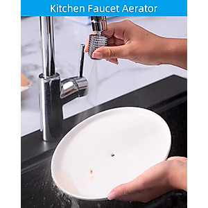 Hibbent Faucet Aerator, 360 Degree Swivel Kitchen Sink Faucet Aerator, Dual-function Bathroom 2-Flow Sprayer Faucet Head, Faucet Replacement Part, 55/64 Inch-27UNS Female Thread-Chrome